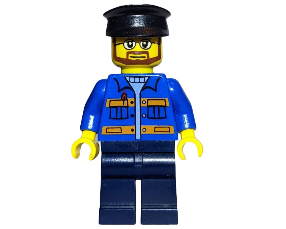 LEGO Set fig-007366 Man, Blue Jacket with Orange Stripes, Dark Blue ...