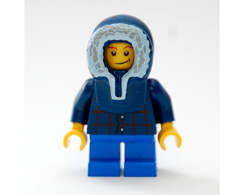 LEGO Set fig-007370 Boy, Plaid Shirt, Short Blue Legs, Dark Blue Hood ...
