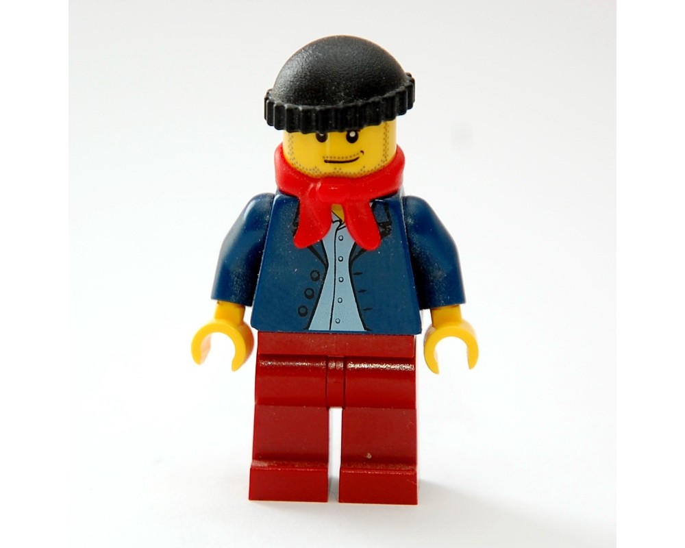 LEGO Set fig-007376 Man, Open Dark Blue Jacket, Dark Red Legs, Red ...