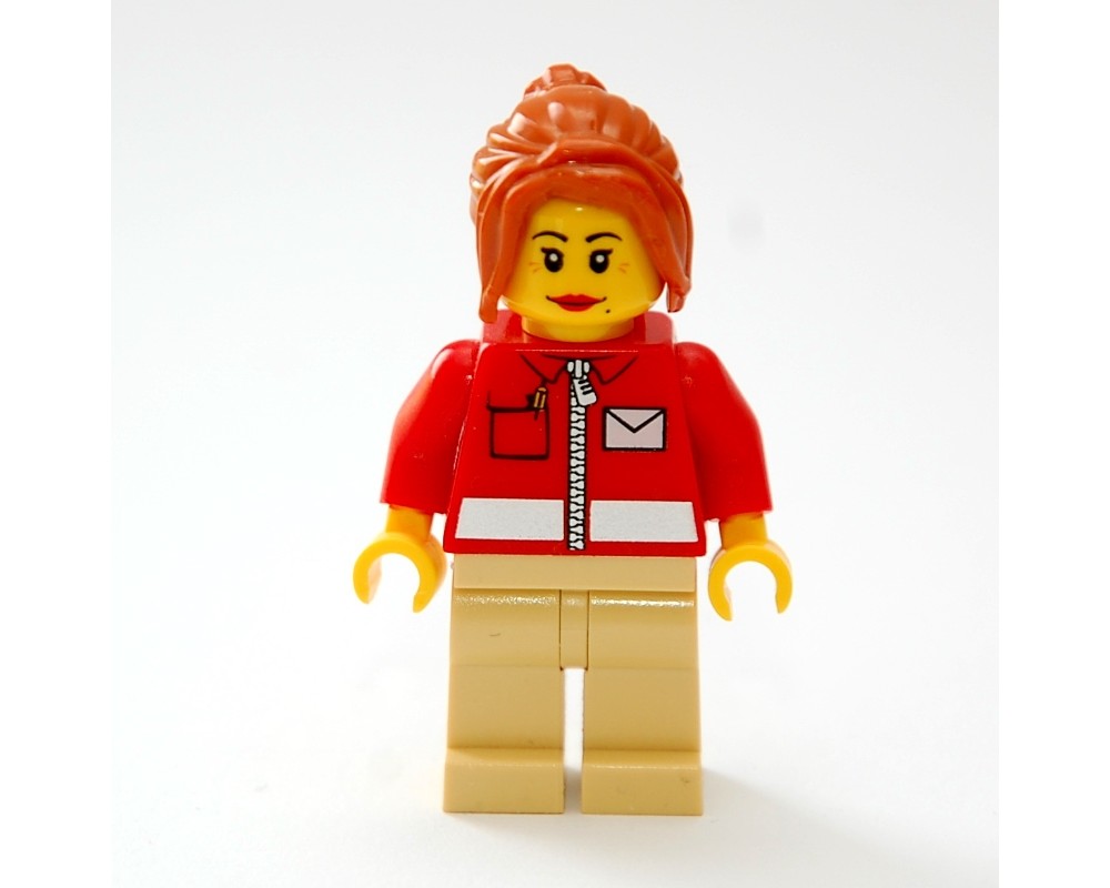 LEGO Set fig-007382 Postal Worker, Woman, Red Jacket with Zipper and ...