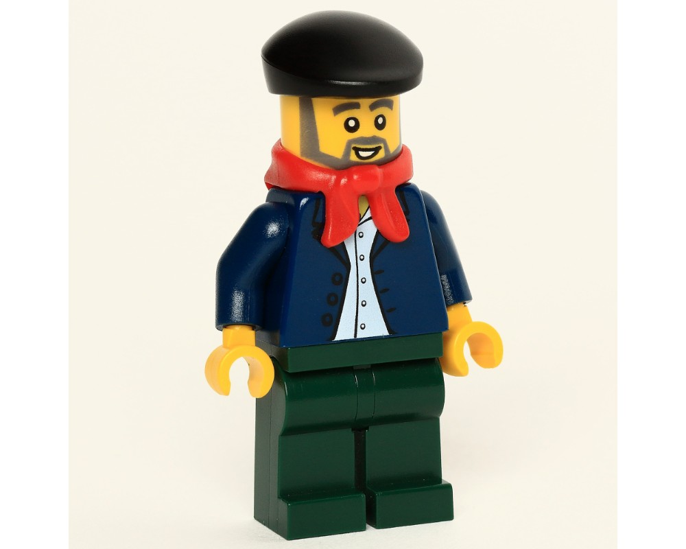 LEGO Set fig-007391 Man, Open Dark Blue Jacket, Dark Green Legs, Red ...