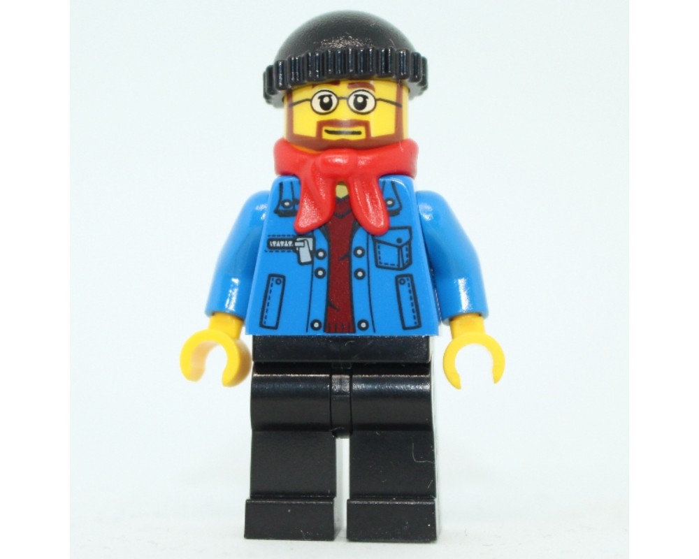 LEGO Set fig-007400 Man, Open Denim Jacket, Black, Legs, Red Scarf ...