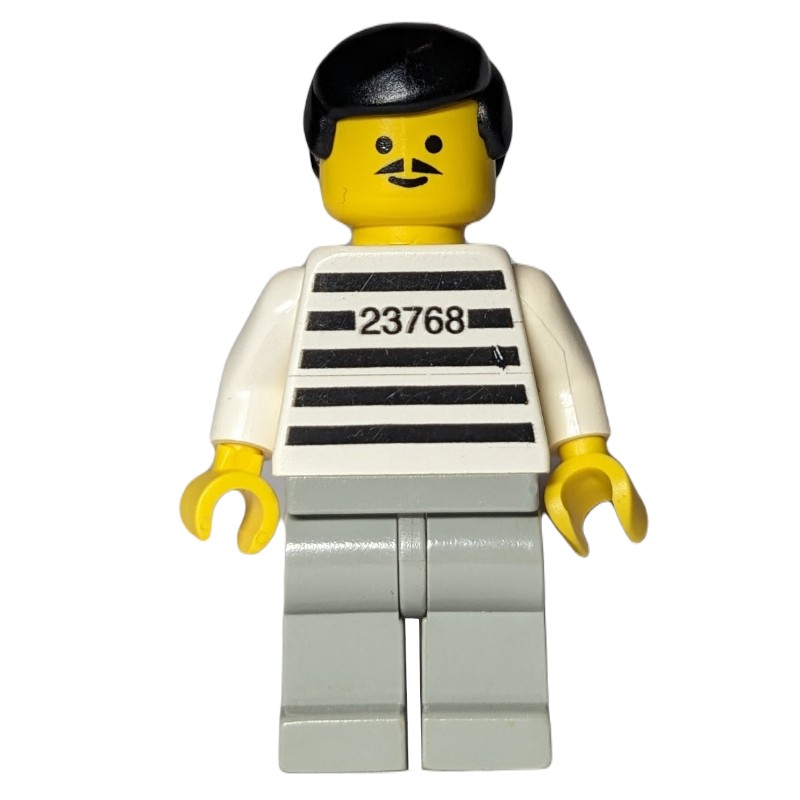 LEGO Set fig-007426 Jailbreak Joe, Prison Shirt with #23768, Light Gray ...