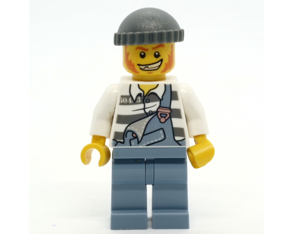 LEGO Set fig-007441 Criminal, Overalls over Prison Shirt, Dark Bluish ...