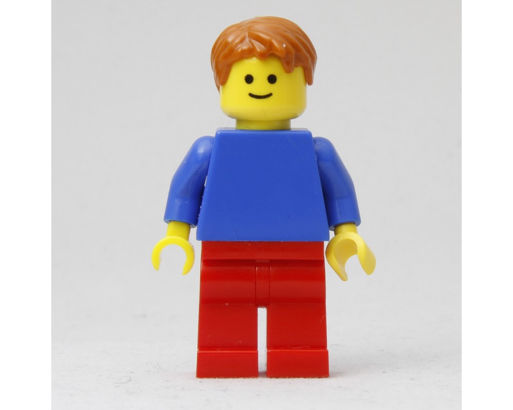 LEGO Set fig-007477 Man, Plain Blue Torso and Red Legs, Dark Orange ...