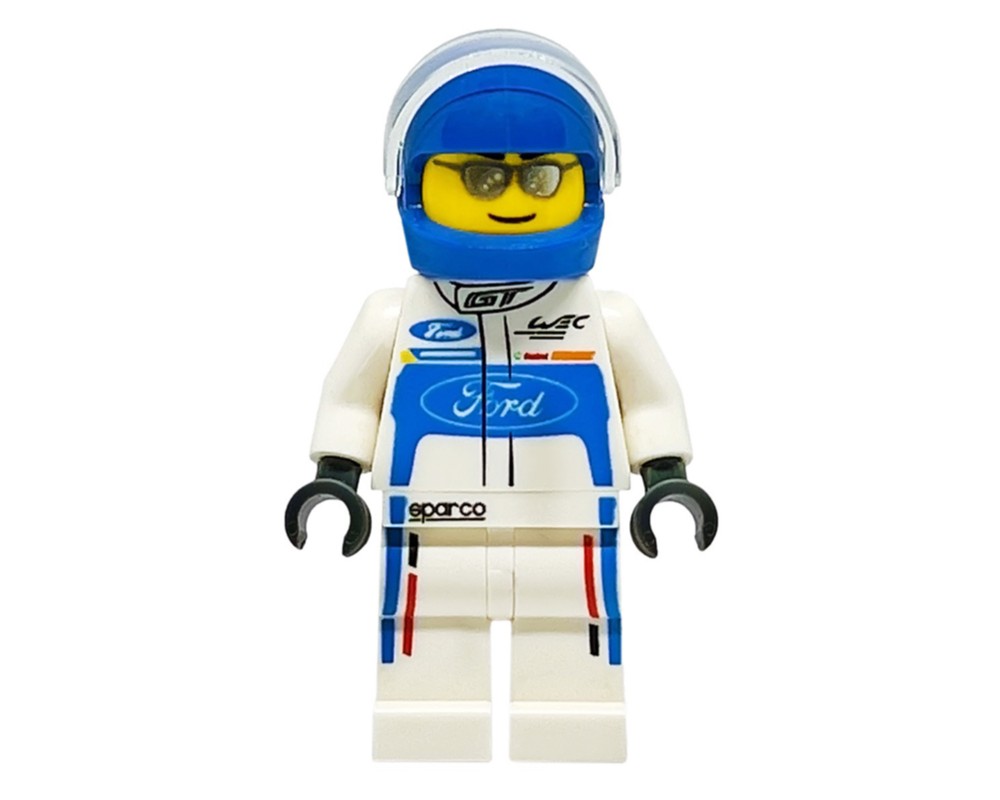 LEGO Set fig-007497 Race Driver, White Torso, White Legs, Blue Helmet ...