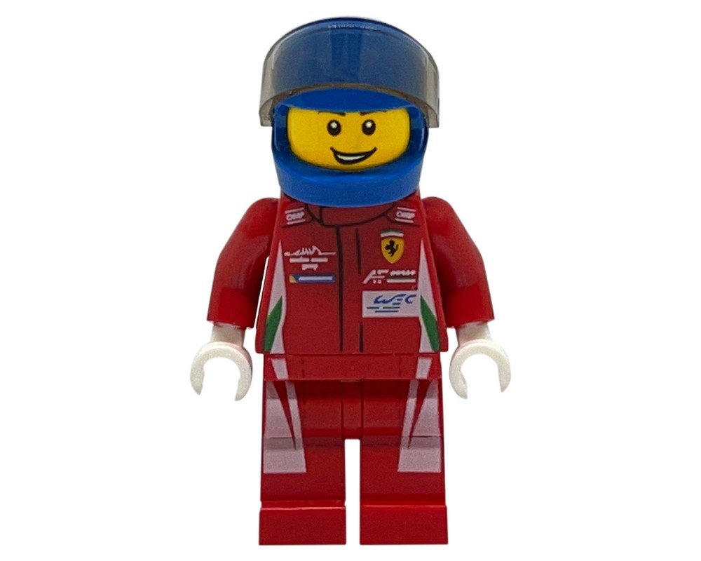 LEGO Set fig-007521 Race Driver, Red Torso, Red Legs, Blue Helmet ...