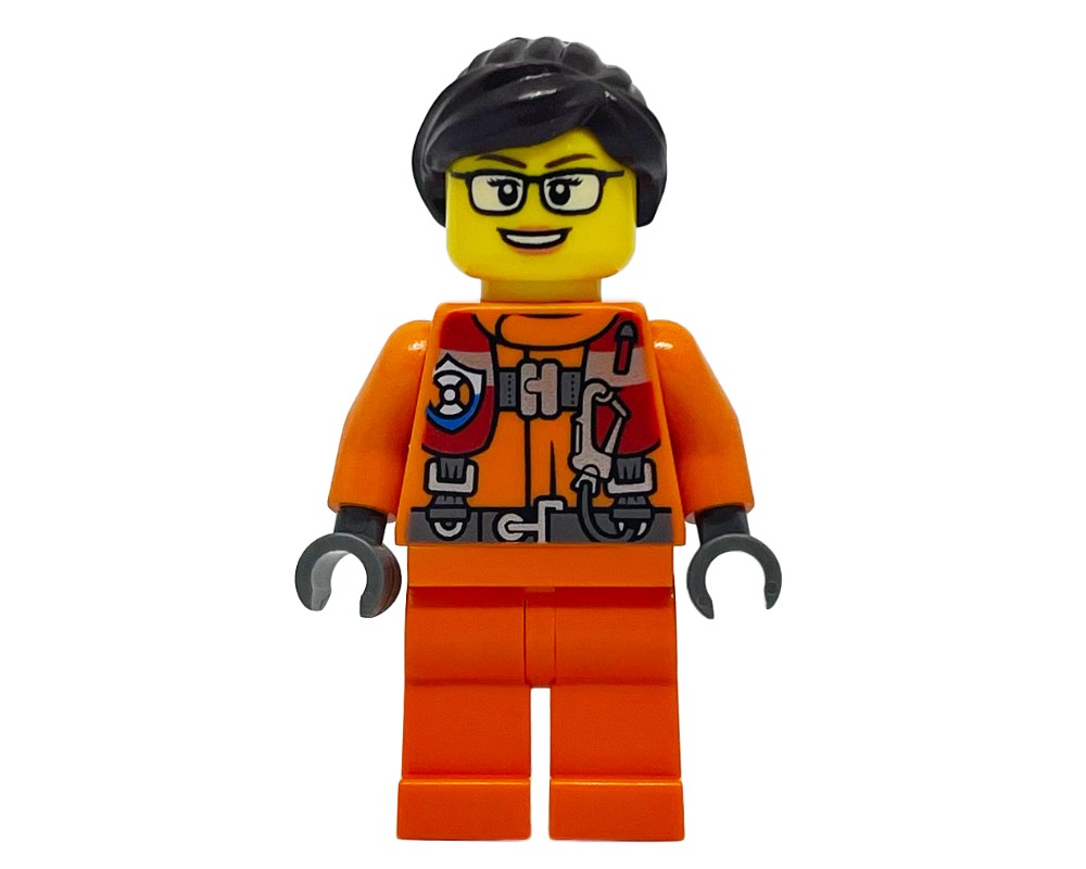 LEGO Set fig-007562 Coast Guard, Woman, Orange Jumpsuit, Reddish Brown ...