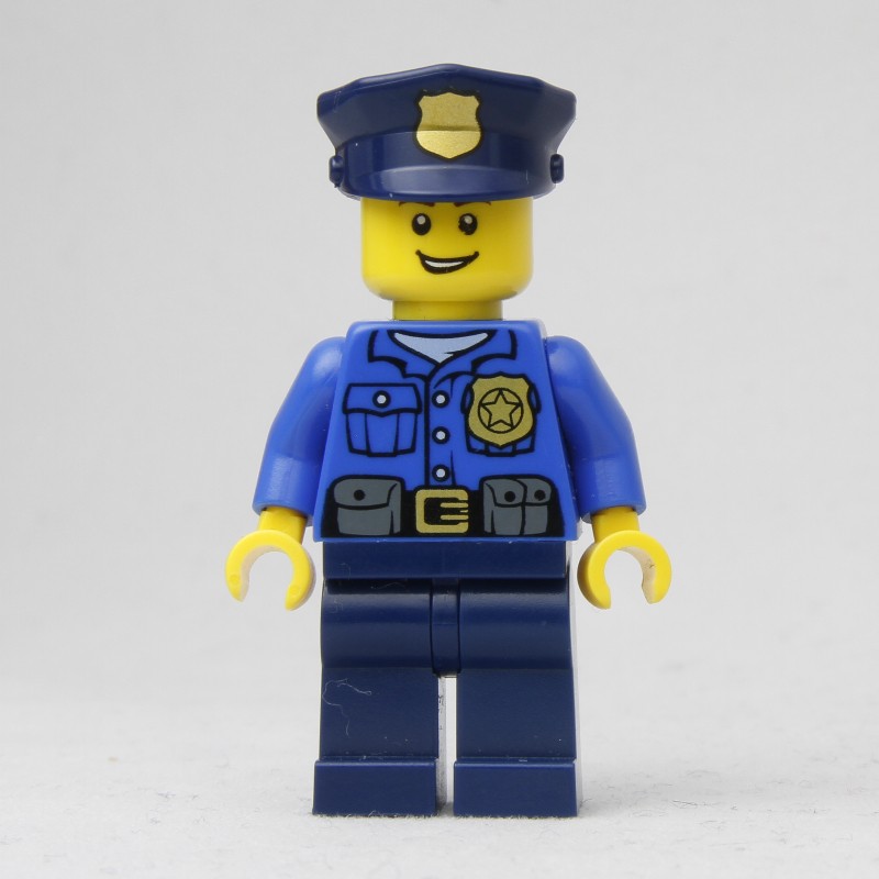 LEGO Set fig-007582 Policeman, Blue Shirt with Badge and Pouches, Dark ...
