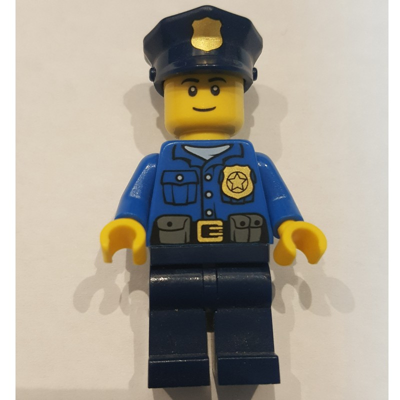 LEGO Set fig-007583 Policeman, Blue Shirt with Badge and Pouches, Dark ...