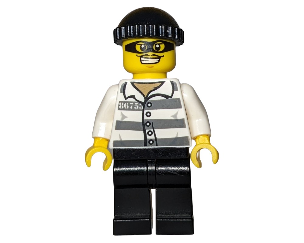 LEGO Set fig-007584 Criminal, Prison Shirt with #86753, Black Legs ...