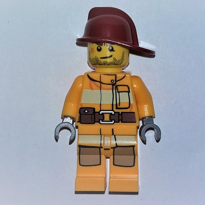 LEGO Set fig-007589 Fireman, Bright Light Orange Fire Suit, Dark Red ...