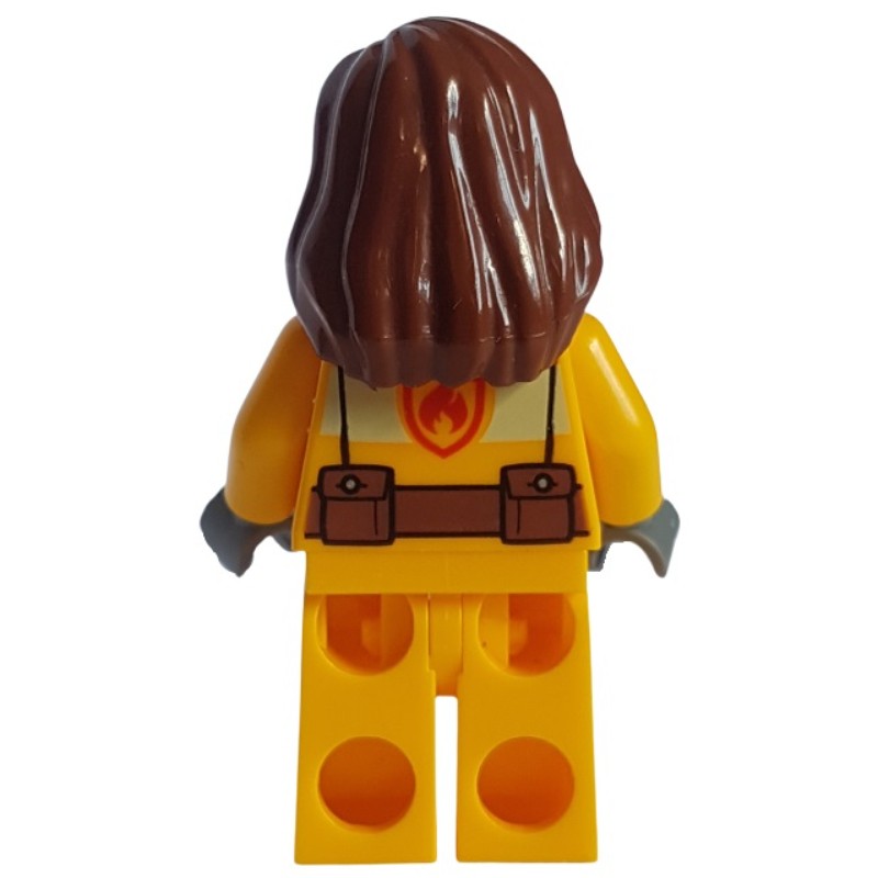 LEGO Set fig-007590 Firewoman, Bright Light Orange Fire Suit, Reddish ...