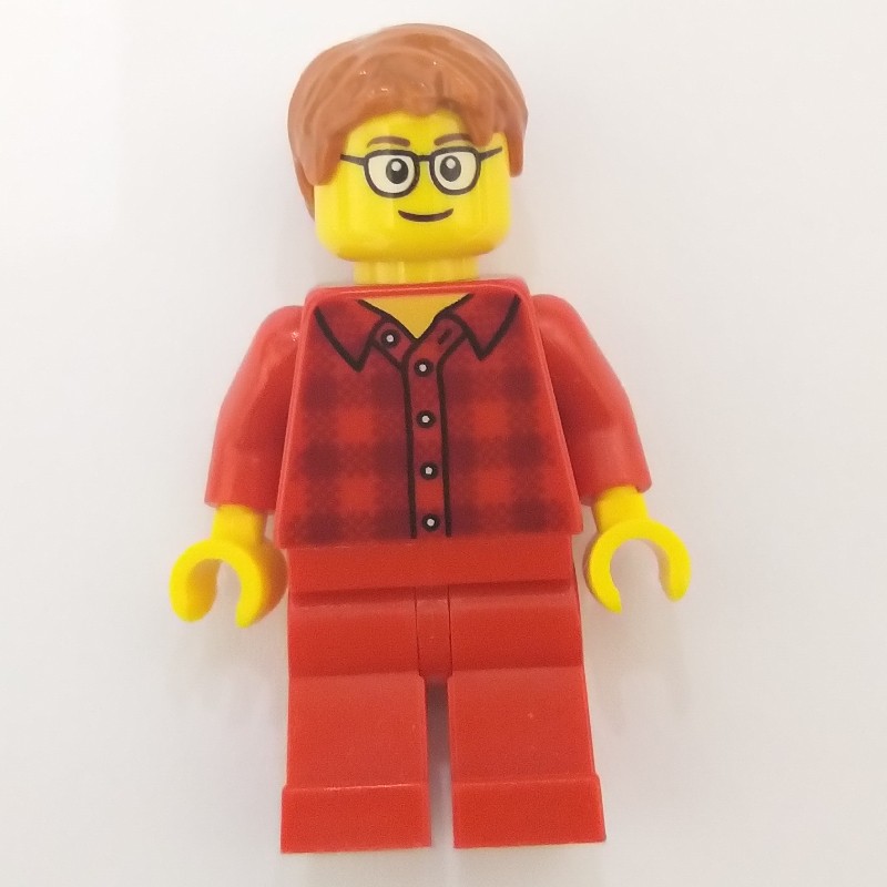 LEGO Set fig-007667 Red Flannel Torso, Red Legs, Dark Orange Hair ...