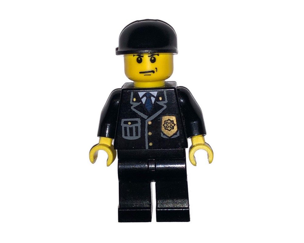 LEGO Set fig-007685 Policeman, Black Jacket with Pocket and Badge ...