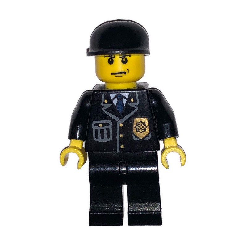 LEGO Set fig-007685 Policeman, Black Jacket with Pocket and Badge ...