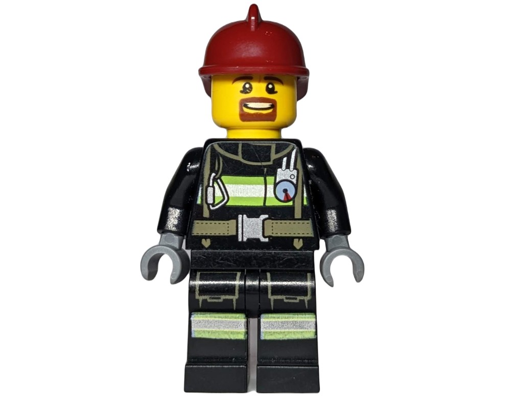 LEGO Set fig-007696 Firefighter, Black Fire Jacket with Straps and ...