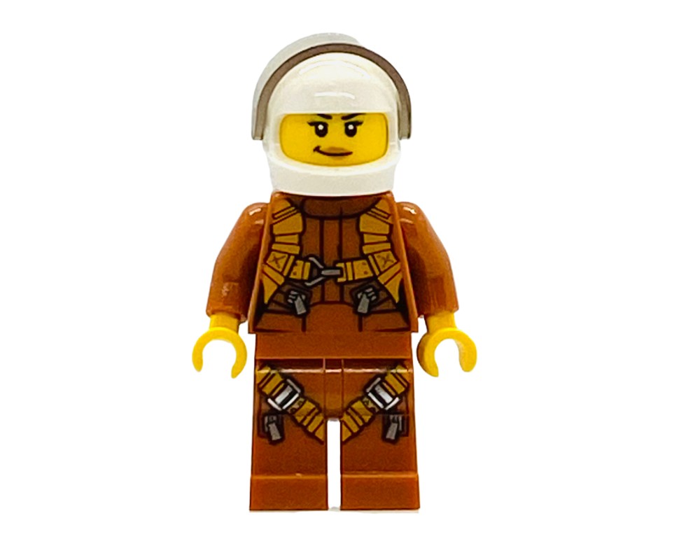 LEGO Set fig-007743 Pilot, Woman, Dark Orange Jumpsuit, White Helmet ...