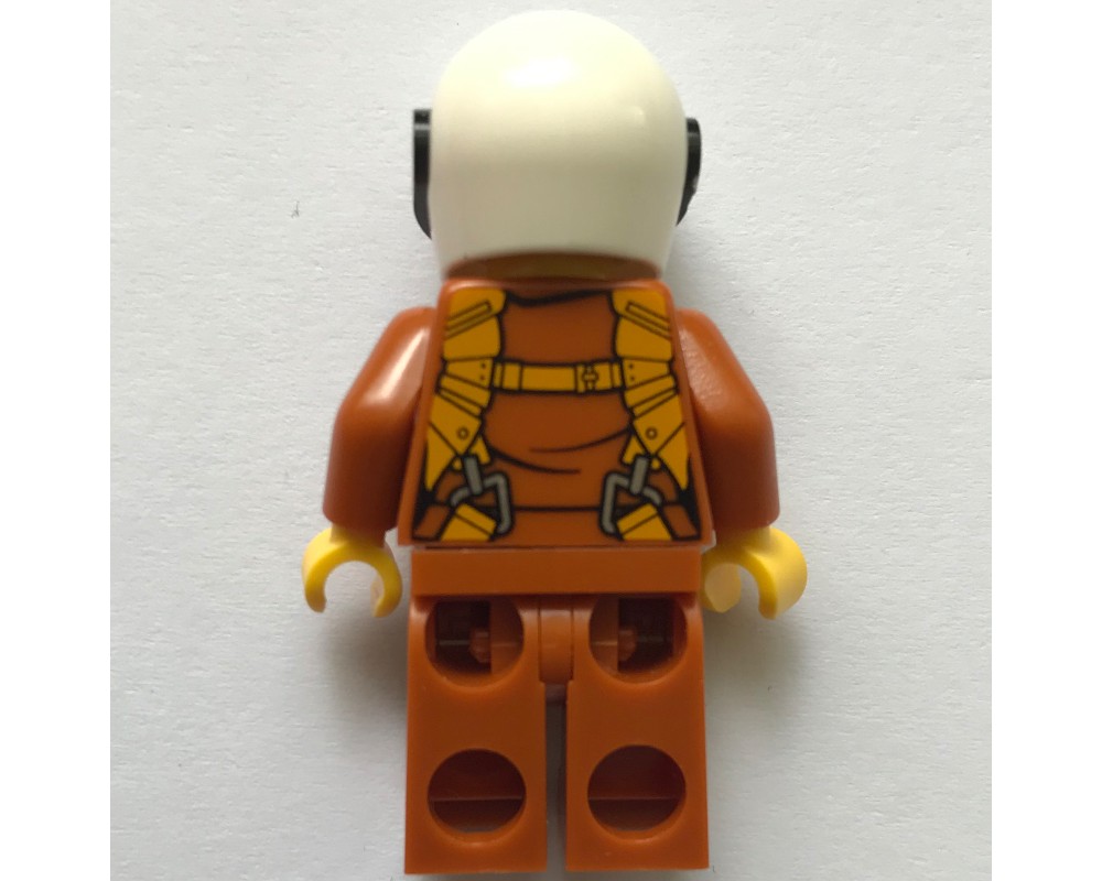 LEGO Set fig-007743 Pilot, Woman, Dark Orange Jumpsuit, White Helmet ...