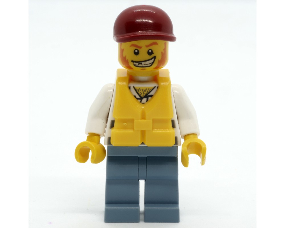 LEGO Set fig-007779 Criminal, Overalls over Prison Shirt, Dark Red Cap ...