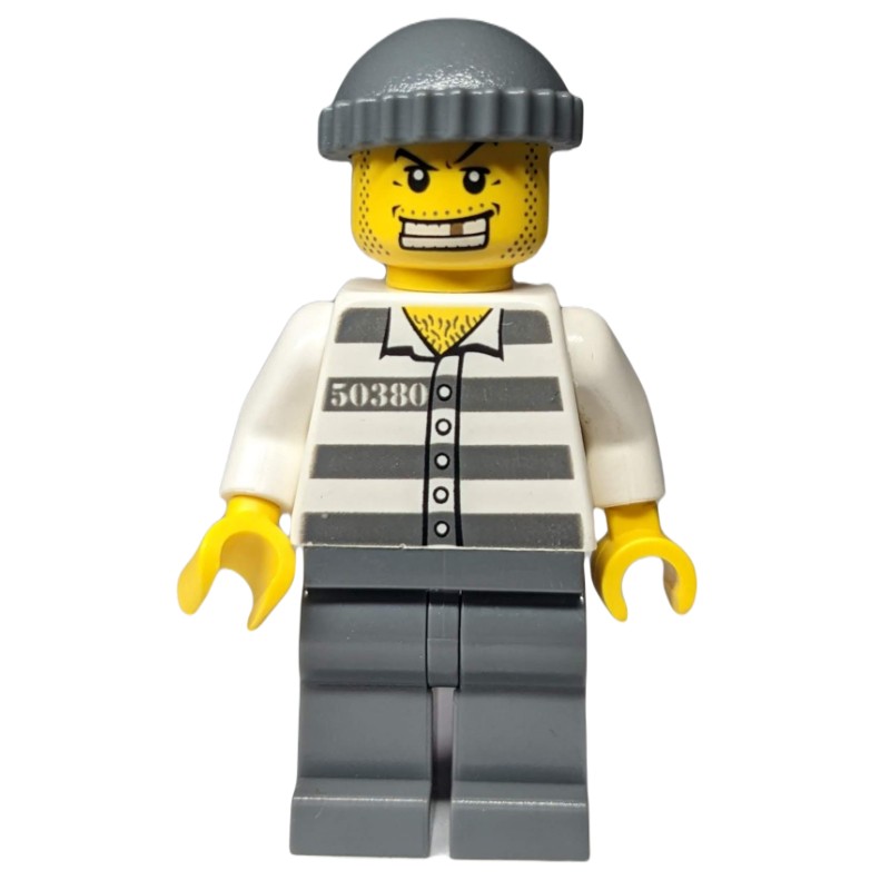 LEGO Set fig-007785 Criminal, Prison Shirt with #50380, Dark Bluish ...