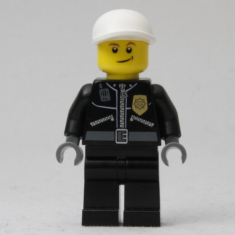 LEGO Set fig-007787 Policeman, Black Jacket with Zipper, Radio, Badge ...