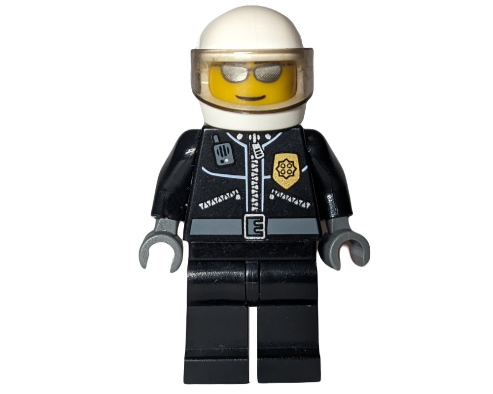 LEGO Set fig-007794 Policeman, Black Jacket with Zipper, Radio, Badge ...