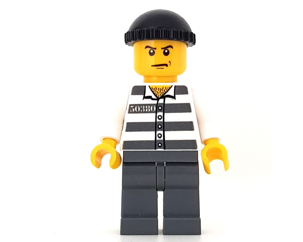 LEGO Set fig-007803 Criminal, Prison Shirt with #50380, Dark Bluish ...