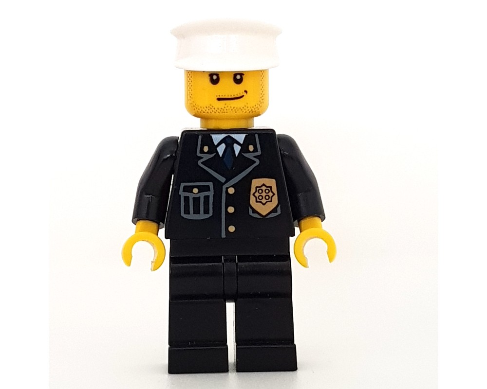 LEGO Set fig-007804 Policeman, Black Suit with Badge, White Hat ...
