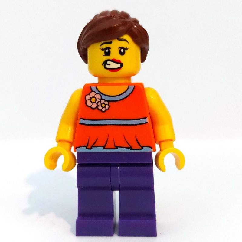 LEGO Set fig-007819 Orange Torso, Dark Purple Legs, Reddish Brown Hair ...