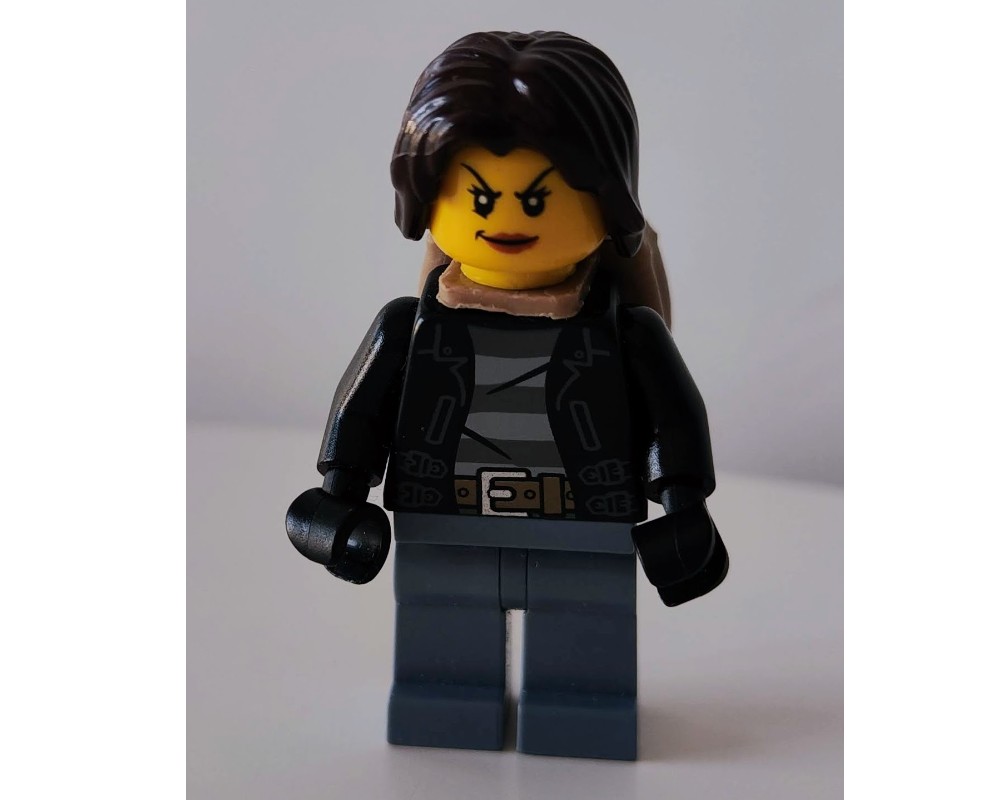 LEGO Set fig-007830 Criminal, Woman, Open Black Jacket over Prison ...
