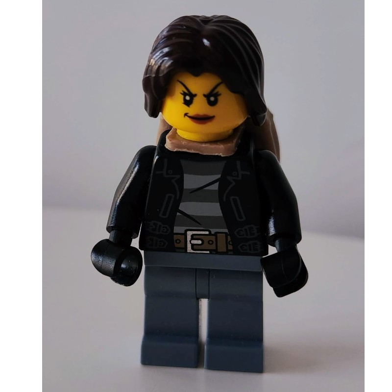 LEGO Set fig-007830 Criminal, Woman, Open Black Jacket over Prison ...