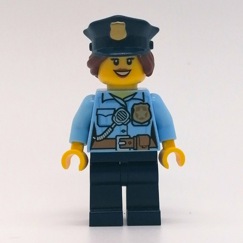 LEGO Set fig-007842 Policewoman, Bright Light Blue Shirt with Radio and ...