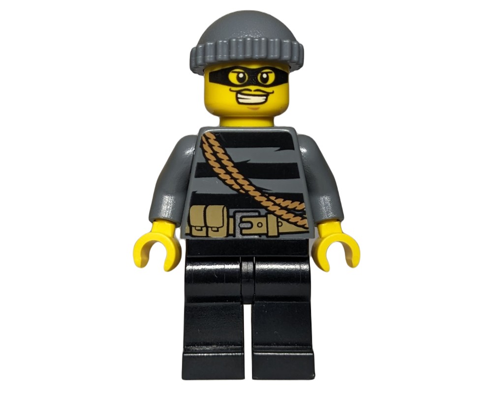 LEGO Set fig-007845 Criminal, Black Striped Top with Rope, Dark Bluish ...