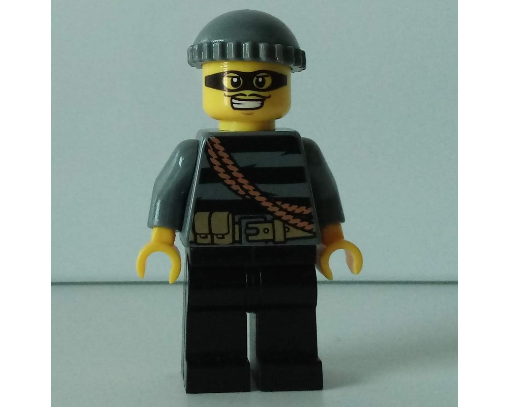 LEGO Set fig-007845 Criminal, Black Striped Top with Rope, Dark Bluish ...