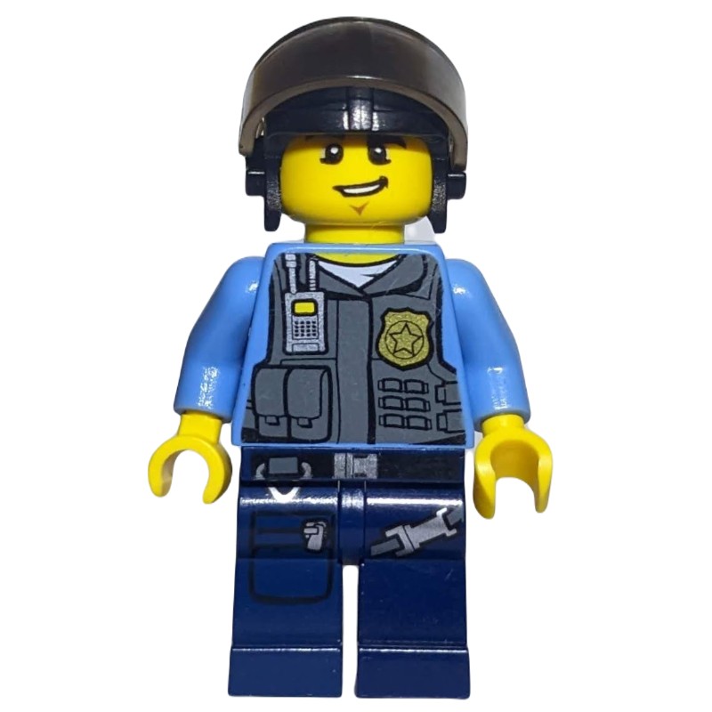 LEGO Set fig-007847 Policeman, Dark Bluish Gray Vest with Radio, Badge ...