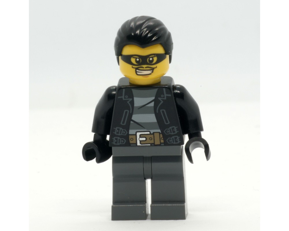 LEGO Set fig-007861 Criminal, Open Black Jacket over Prison Shirt, Dark ...