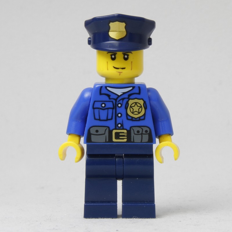 LEGO Set fig-007865 Policeman, Blue Shirt with Badge and Pouches, Dark ...
