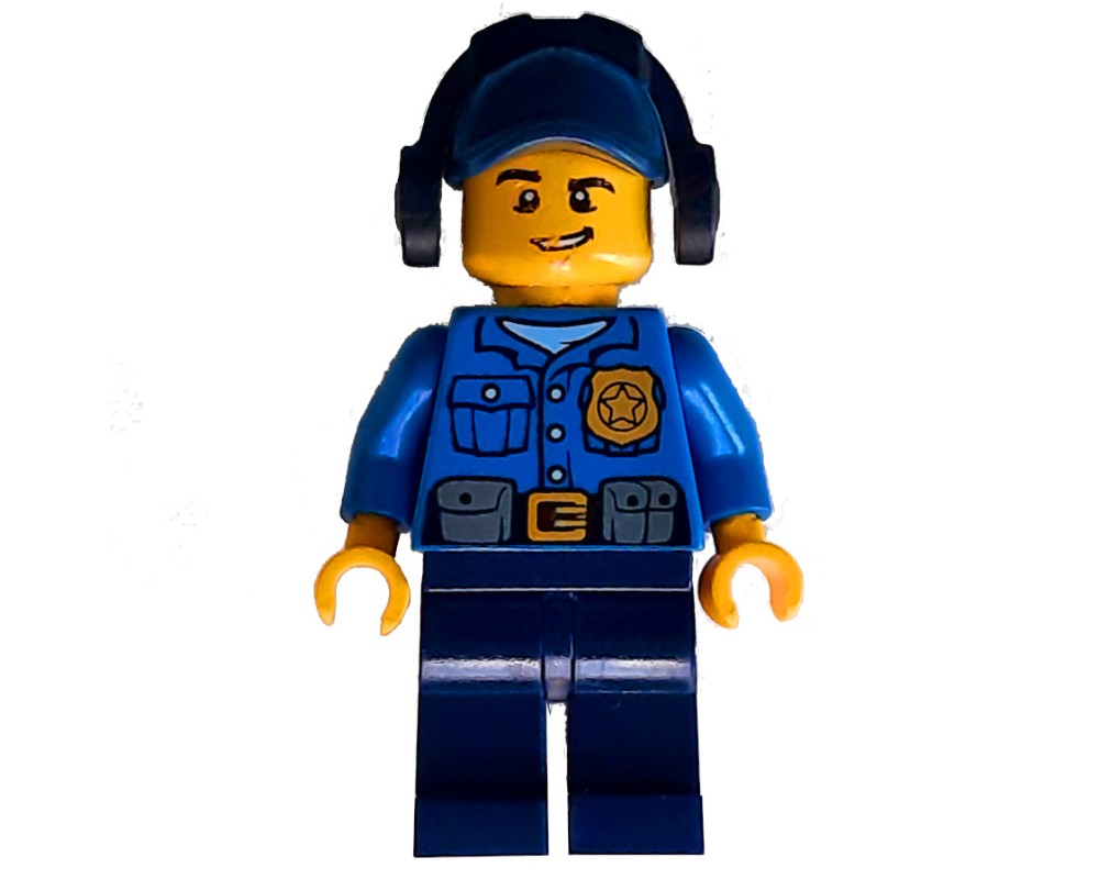 LEGO Set fig-007869 Policeman, Blue Shirt with Badge and Pouches, Dark ...