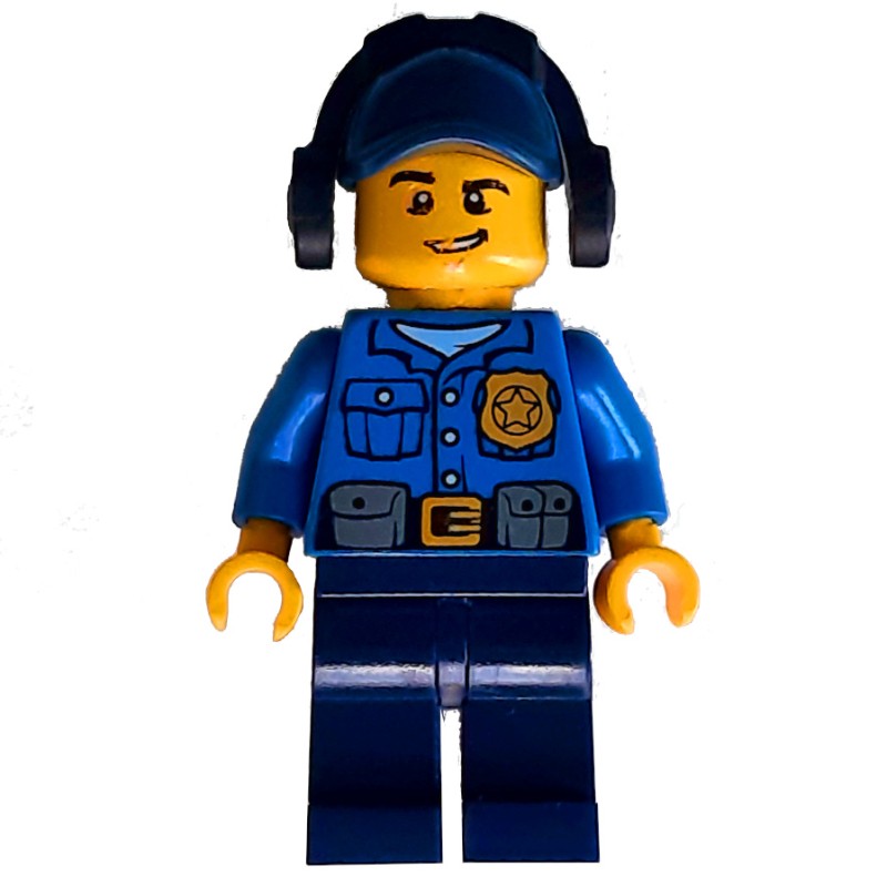 LEGO Set fig-007869 Policeman, Blue Shirt with Badge and Pouches, Dark ...
