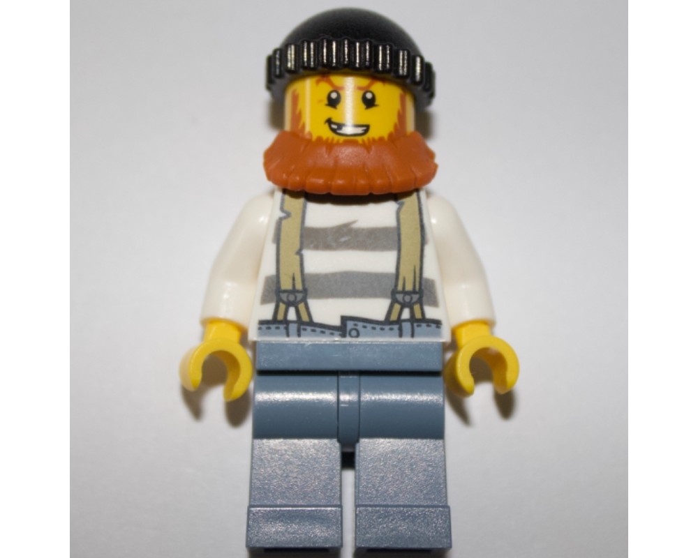 LEGO Set fig-007883 Criminal, Prison Shirt with Suspenders, Black Hat ...
