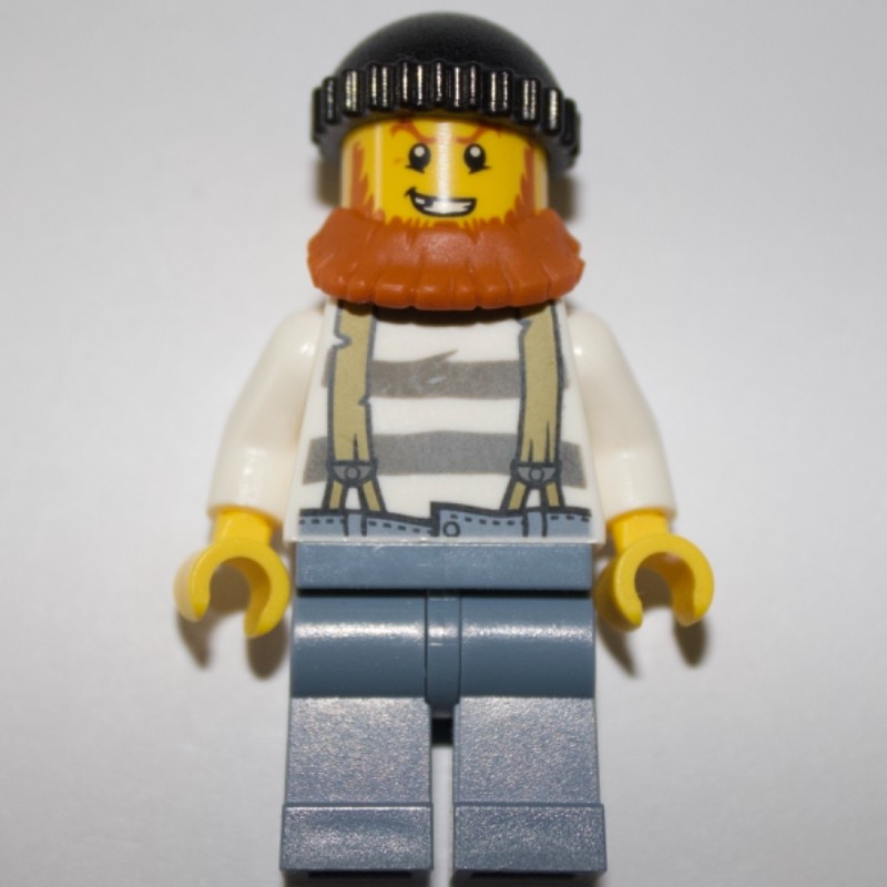 LEGO Set fig-007883 Criminal, Prison Shirt with Suspenders, Black Hat ...