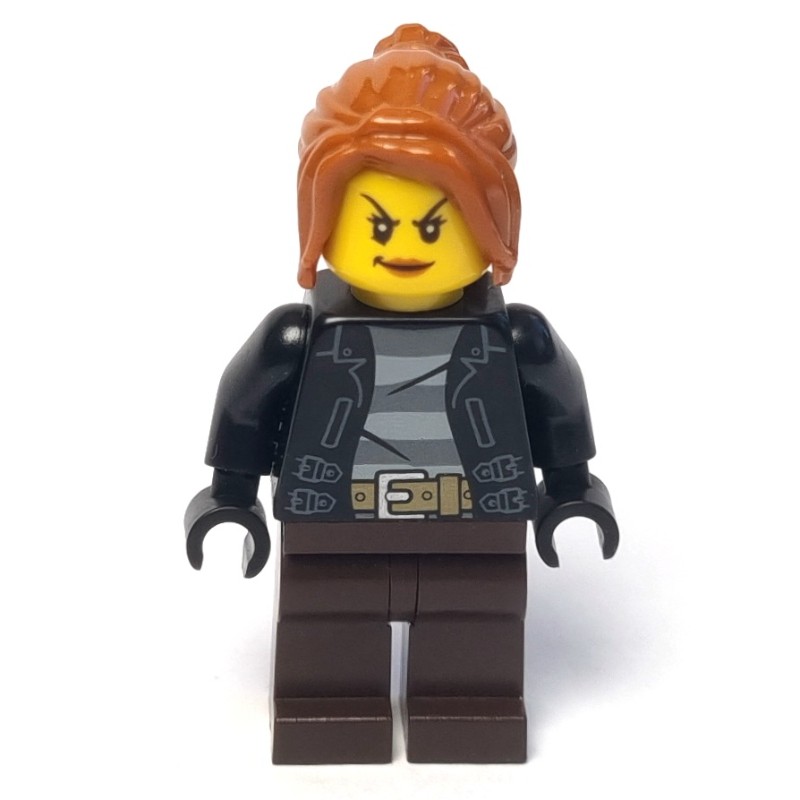 LEGO Set fig-007902 Criminal, Woman, Open Black Jacket over Prison ...