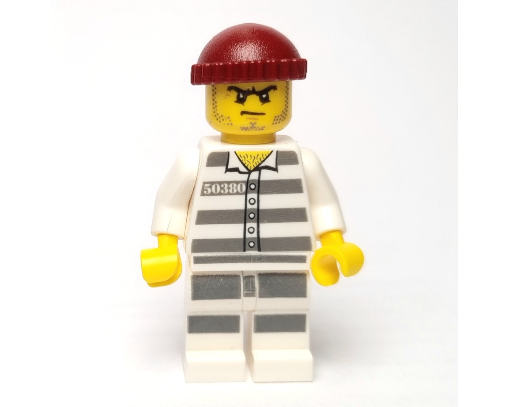 LEGO Set fig-007914 Criminal, Prison Shirt with #50380, Dark Red Hat ...