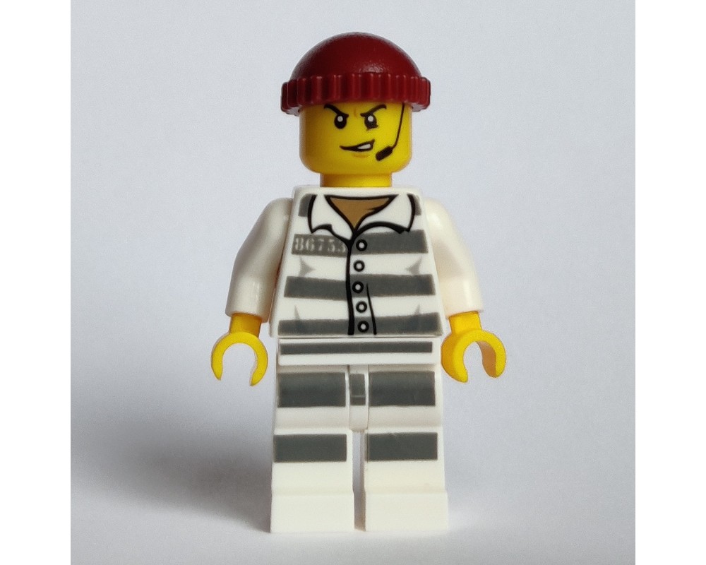 LEGO Set fig-007918 Criminal, Prison Shirt with #86753, Dark Red Hat ...