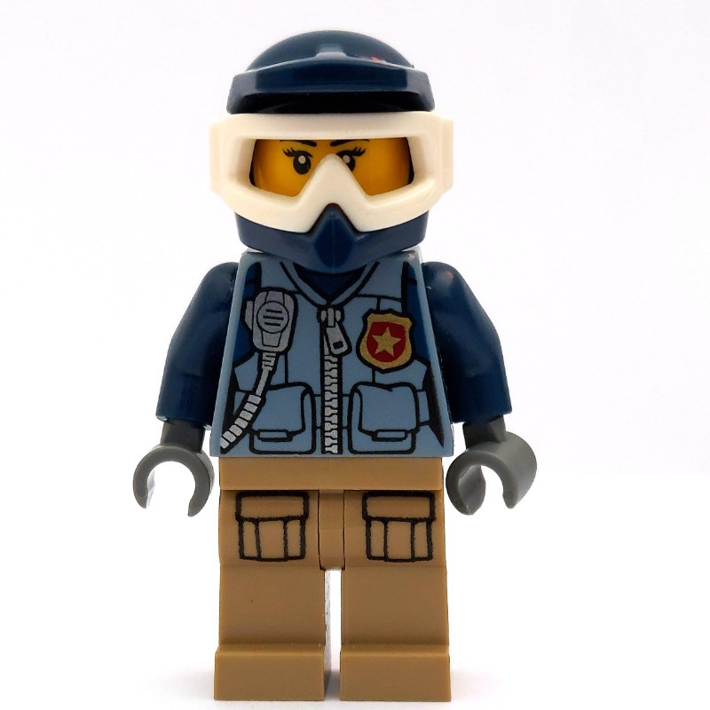LEGO Set fig-007921 Policewoman, Sand Blue Vest with Zipper, Radio ...