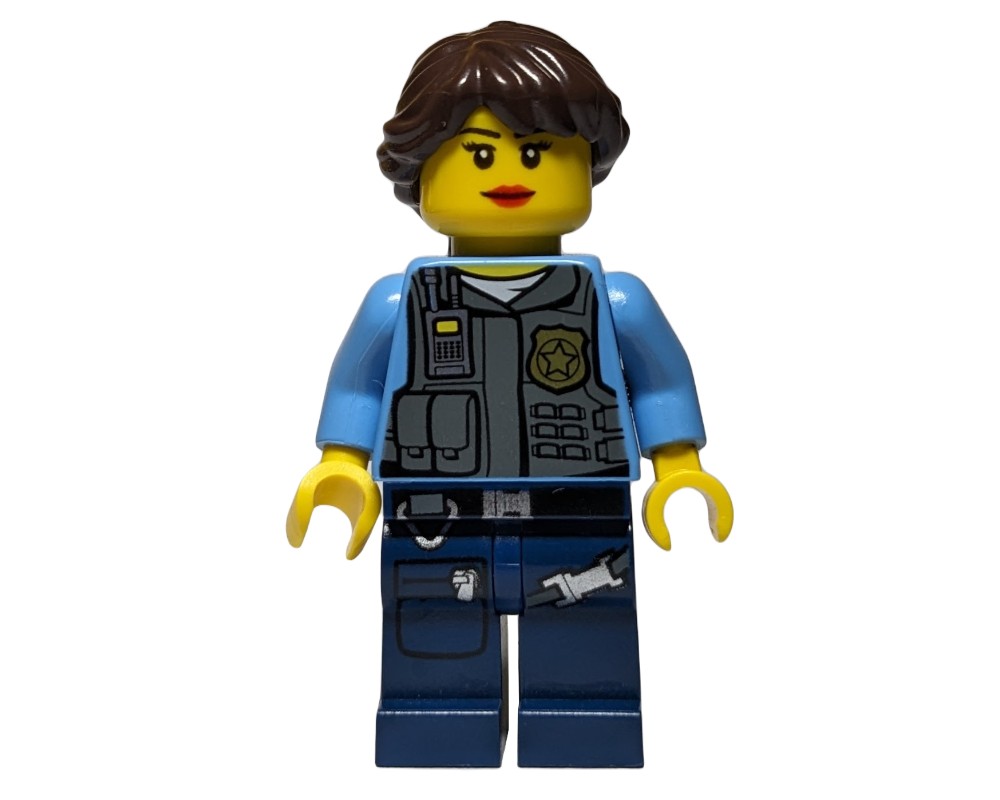 LEGO Set fig-007957 Policewoman, Dark Bluish Gray Vest with Radio ...