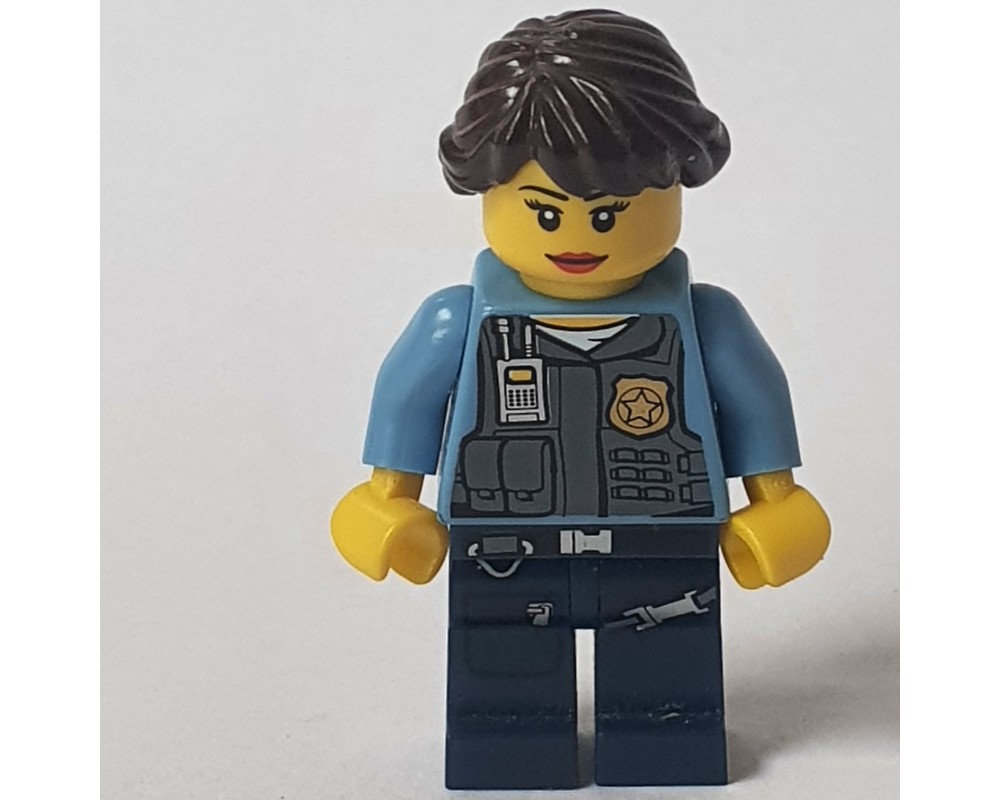 LEGO Set fig-007957 Policewoman, Dark Bluish Gray Vest with Radio ...