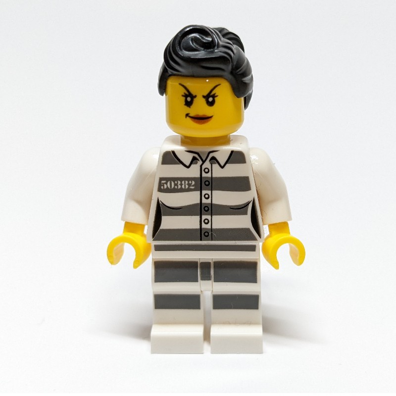 LEGO Set fig-007973 Criminal, Woman, Prison Shirt with #50382, Black ...
