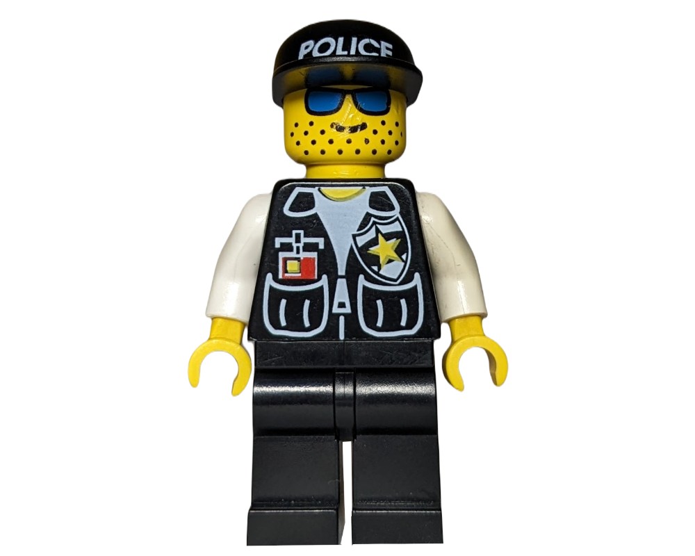 LEGO Set fig-007984 Policeman, Black Vest with Badge and Pockets, Black ...